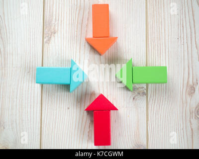 building blocks arrow on table Stock Photo - Alamy