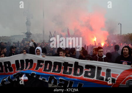 Football supporters march to protest Police violences, Lyon, France ...