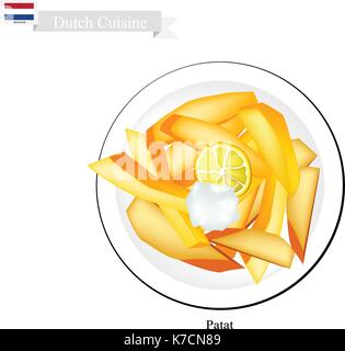 Dutch Cuisine, Patat or Traditional French Fries Served with Cream ...