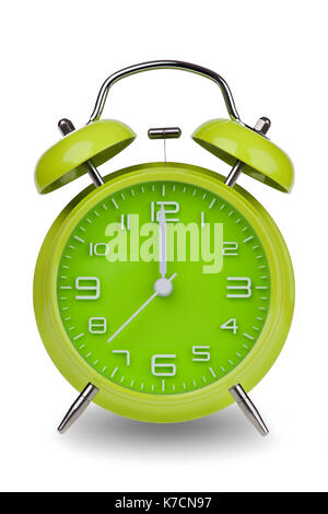 set of twelve o clock on the dial round wall clock isolated on white ...