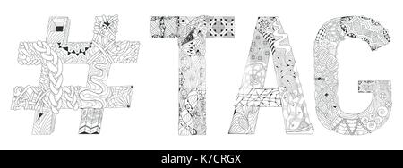 Hand drawn zentangle hashtag for coloring page Stock Vector Image & Art ...