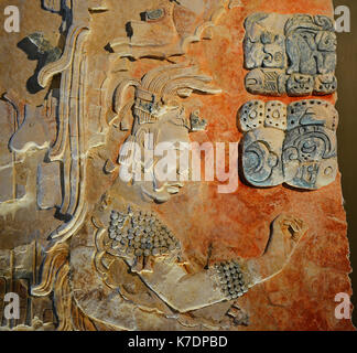 Bas-relief of the mayan king Pakal in Palenque, Chiapas, Mexico Stock ...