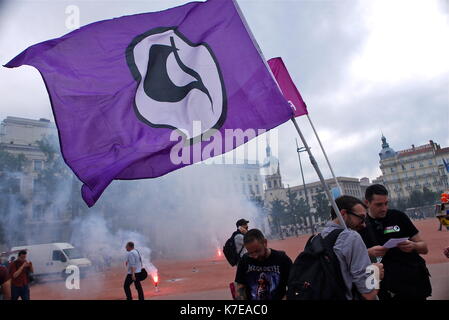 Anti Labor Law march ends at Bellecour square, in Lyon, France Stock ...