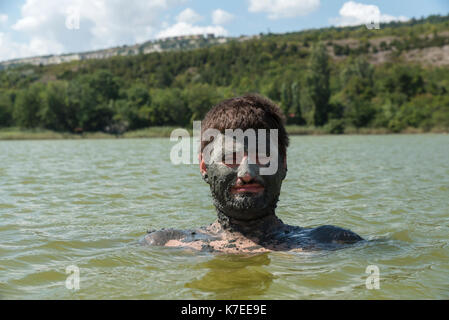 Mud Bath Lake Cure Spa Resort Man Wet Stock Photo - Alamy