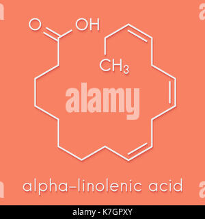 Alpha-linolenic acid (ALA) molecule. Essential polyunsaturated omega-3 ...