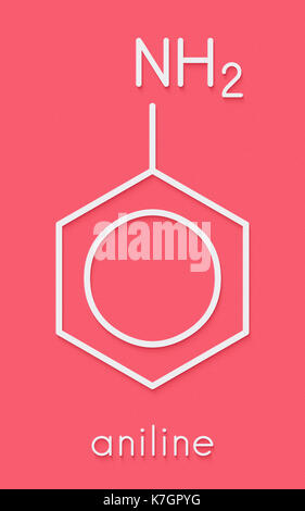 Aniline (phenylamine, aminobenzene) molecule. Skeletal formula Stock ...