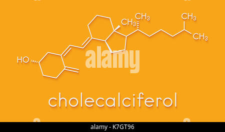 Vitamin D (D3, cholecalciferol, toxiferol) molecule. Stylized skeletal ...