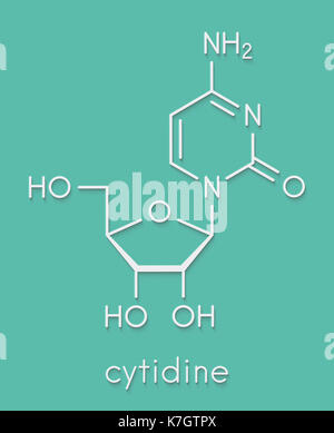 Cytidine RNA building block molecule. Atoms are represented as spheres ...
