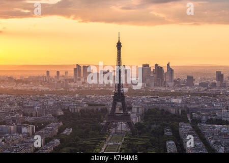 Paris city rooftop view with Eiffel Tower at sunset Stock Photo - Alamy