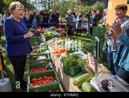 Binz, Germany. 16th Sep, 2017. German Chancellor Angela Merkel stands ...