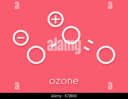 Ozone (trioxygen, O3) molecule, chemical structure. Skeletal formula ...