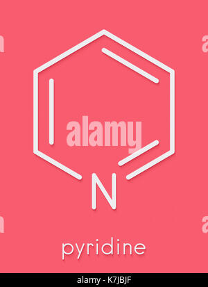 Pyridine chemical solvent and reagent molecule. Stylized skeletal ...