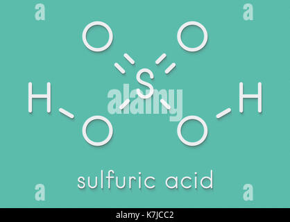Sulfuric acid (H2SO4) strong mineral acid molecule. Atoms are Stock ...