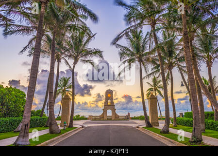 Beachfront Clock Tower at sunrise on South Ocean Boulevard at Worth ...