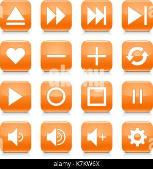 Speaker volume icon sign. Set of eight multi colored round buttons ...