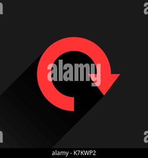 Red arrow icon reload, refresh, rotation, reset, repeat sign. Web pictogram with gray long ...