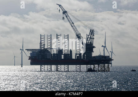 The Pacific Osprey Jack-Up Construction Vessel at the Rampion Offshore ...
