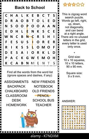 Back to school word search puzzle for kids. Vector Stock Vector Image ...