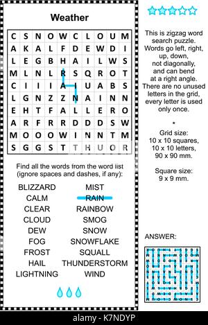 Word search game weather word search puzzle worksheet for learning ...