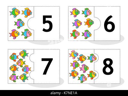Learn counting 2-part puzzle cards to cut out and play, with chicks ...