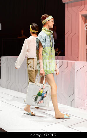 Models on the catwalk at at the Anya Hindmarch Autumn/Winter 2017 ...