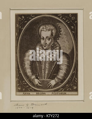 Anne of Denmark, Queen of King James VI of Scotland. From a portrait in ...