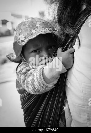 Dalat, Vietnam - Dec 5, 2015. Portrait of Koho boy Lac Duong village in ...