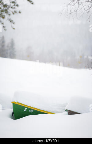 Finland, Lapland, rowing boats at the lakeside Stock Photo - Alamy