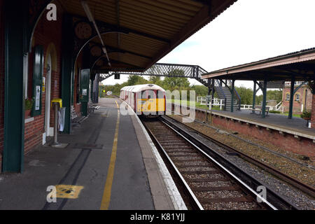An Island line train at Brading station on the Isle of Wight, The ...