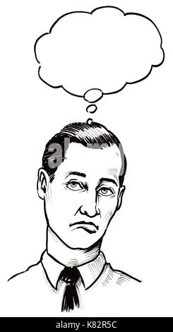 thinking man sketch drawing illustration Stock Photo - Alamy