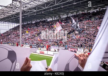 Inside the Millerntor, home ground of St Pauli Football Club in Hamburg ...