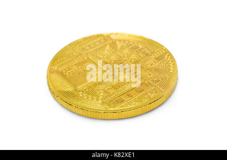 Close-up of a bitcoin lying on the rocks Stock Photo - Alamy