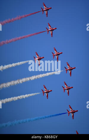 Different formations of Red Arrows during their appearance in Athens ...