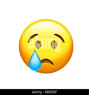 The yellow unhappy face with crying tear icon Stock Photo - Alamy