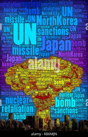 Nuclear bomb word cloud concept with explosion radioactive related tags ...