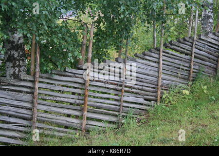 Skigard, a traditional Norwegian fence made from a dense coverage of ...