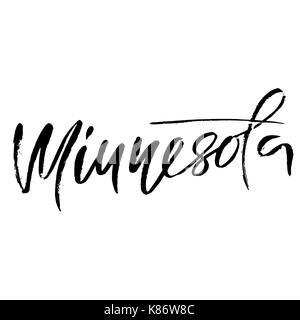Minnesota. Modern dry brush lettering. Retro typography print. Vector ...