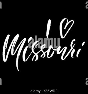 Missouri. Modern dry brush lettering. Retro typography print. Vector ...