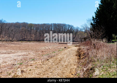 CONSTRUCTION PATH THROUGH DRY LAKE BED OF SPEEDWELL FORGE LAKE AFTER ...