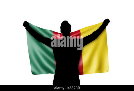 Male silhouette holding Andorra national flag. 3D Rendering Stock Photo ...