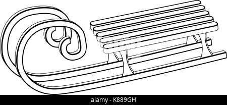 sled, wooden sledge silhouette, outline vector symbol icon design ...