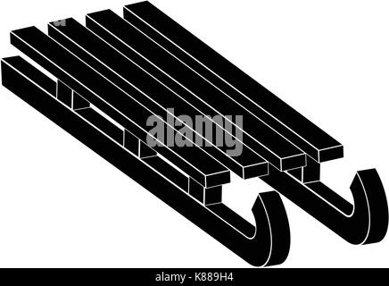 sled, wooden sledge silhouette, outline vector symbol icon design ...