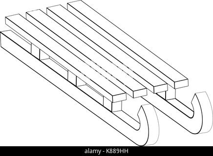 sled, wooden sledge silhouette, outline vector symbol icon design ...