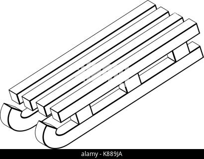 sled, wooden sledge silhouette, outline vector symbol icon design ...