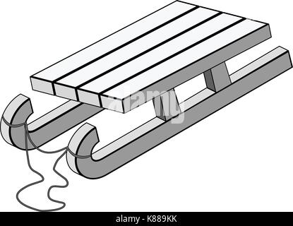 sled, wooden sledge silhouette, outline vector symbol icon design ...