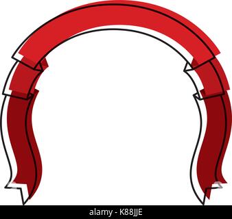 ribbon decorative in red watercolor silhouette in shape of arch with ...