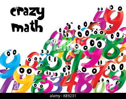 Background of falling cartoon numbers, digits. Funny, cheerful and ...