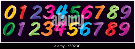 Set of colorful cartoon numbers, digits. Funny and cheerfull ...