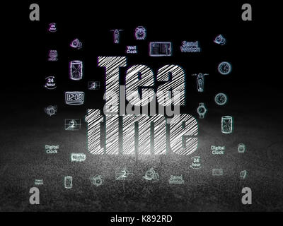Timeline concept: Tea Time in grunge dark room Stock Photo - Alamy
