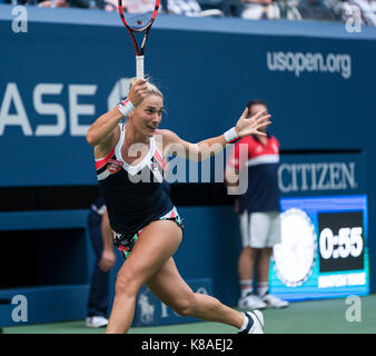 Timea Babos of Hungary returns ball during 2nd round match against ...